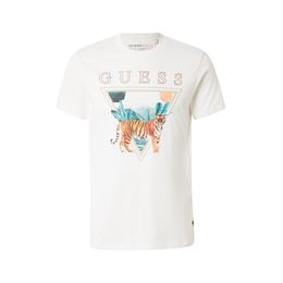 Guess T-Shirt 'TIGER SPIRIT' Herren Gr&ouml;&szlig;e XS dunkelbeige / cyanblau / orange / wei&szlig;
