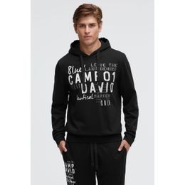 Kapuzensweatshirt CAMP DAVID, Herren, Gr. L, schwarz, Sweatware, Material: 52% Baumwolle, 48% Polyester, bedruckt, relaxed fit normal, Rundhals, eingesetzt Rippb&uuml;ndchen, Sweatshirts, mit Baumwolle