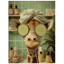 Wandbild Artland, B:45cm H:60cmfarbe bild(er): braun, Alu Dibond, Wohnzimmer, Bilder, "Giraffe beim Spa", als Alubild, Leinwandbild, Poster,