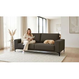 3-Sitzer OTTO HOME "Xander", onyx, B:224cm H:85cm T:88cm, 90% PES, 10% NY, Sofas, Breite 224 cm, Soft-Touch Chenille, schwarze Metallf&uuml;&szlig;e