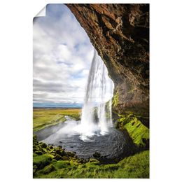 Wandbild Artland, B:80cm H:120cmfarbe bild(er): gr&uuml;n, Papier, Wohnzimmer, Bilder, "Wasserfall Seljalandsfoss auf Island", als Alubild, Leinwandbild,