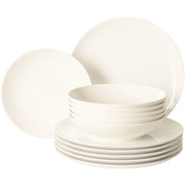 Geschirr-Set Seltmann Weiden "Tafelservice Savona Fine Diamond 12er Set creme", creme, 12 tlg., Porzellan, Geschirr-Sets, Geschirr-Set, Sp&uuml;lmaschinenfest, Mikrowellensicher, Ofenfest
