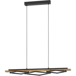 Eglo H&auml;ngeleuchte "BOYAL Pendellampe - Stahl, Holz - LED;LED - 2X13W;1X16W - IP20", schwarz, braun rustikal, 3, H: 110cm, 1 Stk., Leuchten, H&auml;ngelampe, Deckenlampe, Wohnzimmer, Esszimmer, L101 x B40 x H110 cm, H&auml;ngeleuchte