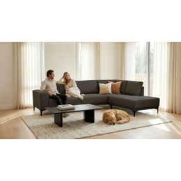 Ecksofa OTTO HOME "Xander, L-Form", onyx, B:289cm H:85cm T:210cm, 90% PES, 10% NY, Sofas, Ecksofa, Breite 289 cm, Webstoff, Soft-Touch Chenille, schwarze Metallf&uuml;&szlig;e