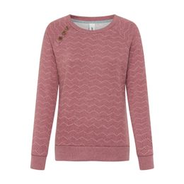 Sweatshirt Ragwear "DARIA ZIG ZAG O", Damen, Gr. L, dunkelrot, Sweatware, Obermaterial: 65% Baumwolle, 35% Polyester, gemustert, normal, Rundhals, Rippb&uuml;ndchen, Sweatshirts Sweatshirt, mit Zierkn&ouml;pfen am Ausschnitt