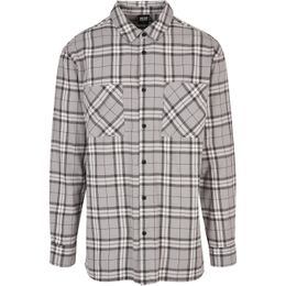 Urban Classics Herren Langarmhemd "Urban Classics Herren Long Oversized Grey Check Shirt"grau, schwarz, Gr. L, 100% Baumwolle, Hemden