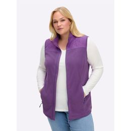 Fleeceweste sheego, Damen, Gr. 40, lila, 100% Polyester, Einsatz:100% Polyester, Wattierung:100% Polyester, unifarben, Westen Fleeceweste