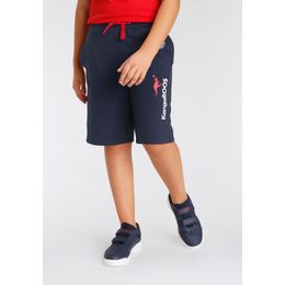 Sweatshorts Kangaroos "Basic Sweatbermudas mit Logo-Druck", Jungen, Gr. 164/170, N-Gr, blau (marine), Sweatware, Obermaterial: 100% Baumwolle, bedruckt, Basic, Hosen Sweatshorts, Modische Kangaroos Drucke