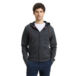 Sweatjacke Tom Tailor, Herren, Gr. 3XL, navy gr&uuml;n stripe structure, Sweatware, Obermaterial: 90% Baumwolle, 10% Polyester, Strukturmuster, regular fit normal, Rundhals, Rippb&uuml;ndchen, Sweatjacken Sweatjacke, mit Kapuze