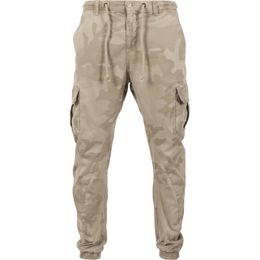 Cargohose Urban Classics "Urban Classics Herren Camo Cargo Jogging Pants", Damen, Gr. 44, Normalgr&ouml;&szlig;en, sand camouflage, 98% Baumwolle, 2% Elasthan, normal, Hosen Cargohose