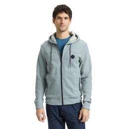 Tom Tailor Herren Sweatjackegr&uuml;n petrol stripe structure, Gr. M, Strukturmuster, Sweatware, Obermaterial: 90% Baumwolle, 10% Polyester, Sweatjacken,