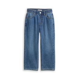 Weite Jeans Tom Tailor, Jungen, Gr. 110, N-Gr, blau denim, Denim/Jeans, Obermaterial: 100% Baumwolle. Futter: 100% Baumwolle, unifarben, weit lang, Jeans, mit Taschen