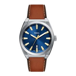 Fossil Uhr 'Everett' Herren Gr&ouml;&szlig;e One Size blau / braun / silber