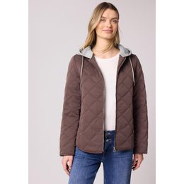 Steppjacke Street One, Damen, Gr. 40, mahogany braun, Stoff, Obermaterial: 55% Polyester, 45% Polyamid; Futter: 100% Polyester; F&uuml;llung: 100% Polyester; Kapuze: 72% Polyester, 22% Viskose, 6% Elasthan, unifarben, normal normal, ohne Ausschnitt, abgesteppt, Jacken Steppjacke, mit moderner Steppung