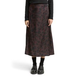 Satinrock Tom Tailor "High waist maxi", Damen, Gr. 38, braun schwarz big leo print, Satin, Obermaterial: 62% Viskose, 38% Polyester, bedruckt, regular fit kniebedeckend, R&ouml;cke, mit verdecktem Rei&szlig;verschluss