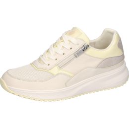 Waldl&auml;ufer Sneaker WALDL&Auml;UFER "H-MARA", Damen, Gr. 6,5, sanftes wei&szlig;, hellgelb, Leder, Lederimitat, Textil, Schuhe Sneaker, Halbschuh, Freizeitsneaker, Schn&uuml;rer mit Rei&szlig;verschluss, H-Weite