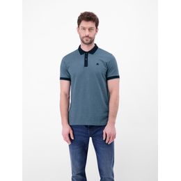 Poloshirt Lerros "Poloshirt in 2-Tone-Optik", Herren, Gr. L, classic navy, 100% Baumwolle, ohne Ausschnitt, Shirts