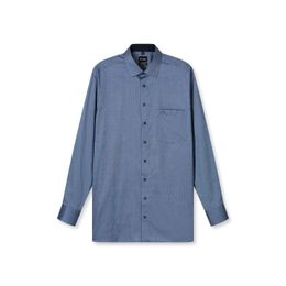 Businesshemd OLYMP "OLYMP Luxor, comfort fit - big, Kent", Herren, Gr. 52, Normaler Arm, blau (marine), 100% Baumwolle, Hemden