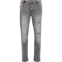 Bequeme Jeans 2Y Premium "2Y Premium 2Y MATEO DESTROYED SLIM FIT JEANS", Herren, Gr. 28, Normalgr&ouml;&szlig;en, washed grau, 98% Baumwolle, 2% Elasthan, unifarben, Jeans