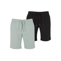 Shorts Urban Classics "Urban Classics Stretch Twill Joggshorts 2-Pack", Herren, Gr. L, US-Gr&ouml;&szlig;en, frostmint, schwarz, 98% Baumwolle, 2% Elasthan, unifarben, normal, Hosen Shorts