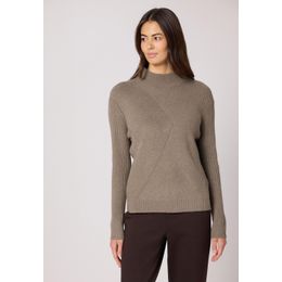 Stehkragenpullover Street One, Damen, Gr. 44, light terra mocha meliert, Web, 37% Baumwolle, 34% Polyacryl, 26% Polyester, 3% Elasthan, unifarben, normal normal, hoch geschlossener Ausschnitt, Rippb&uuml;ndchen, Pullover Stehkragenpullover, mit Streifen-Struktur