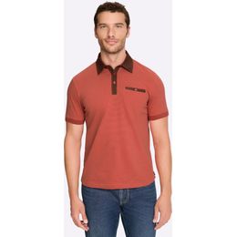 Kurzarmshirt Marco Donati "Kurzarm-Poloshirt", Herren, Gr. 44/46, terra, 100% Baumwolle, unifarben, Shirts