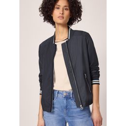 Blouson Street One, Damen, Gr. 44, skyfall blau, Stoff, 100% Polyester, unifarben, comfort fit normal, Rundhals, B&uuml;ndchen, Jacken Blouson, mit College-Style Details
