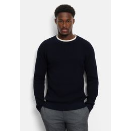 Strickpullover OLYMP "OLYMP Casual Strick", Herren, Gr. L, marine, 89% Baumwolle, 11% Polyamid, Pullover Strickpullover
