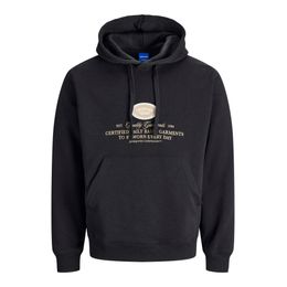 Jack & Jones JACK & JONES Herren Kapuzensweatshirt "JORGREENE BRANDING SWEAT HOOD CH", schwarz, Gr. S, bedruckt, angeraute Sweatware, Obermaterial: 60% Baumwolle,