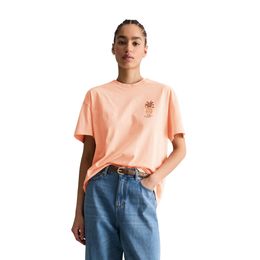 Marc O'Polo T-Shirt MARC O'POLO DENIM "aus Basic Single Jersey", Damen, Gr. M, peony pink, Obermaterial: 100% Baumwolle, unifarben, Basic, regular fit, Rundhals, normaler Saum, Shirts T-Shirt