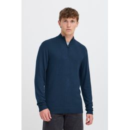 Troyer Blend "BHWebex", Herren, Gr. L, blau (marineblaus), Feinstrick, 78% Viskose, 22% Polyester, meliert, Basic, normal normal, hoch geschlossener Ausschnitt, Pullover Troyer, Stilvoller Troyer mit Rei&szlig;verschluss