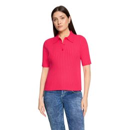 Kurzarmshirt Cartoon "Damen mit Kragen", Damen, Gr. 40, azalea, Obermaterial: 55% Viskose, 24% Polyamid, 21% Polyester, figurbetont normal, Shirts