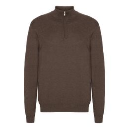 Sweater Clean Cut Copenhagen "Clean Cut Copenhagen Claude Half-Zip Knit", Herren, Gr. L, braun melange, 100% Baumwolle, unifarben, Sweatshirts Sweater