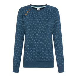 Sweatshirt Ragwear "DARIA ZIG ZAG O", Damen, Gr. L, petrol, Sweatware, Obermaterial: 65% Baumwolle, 35% Polyester, gemustert, normal, Rundhals, Rippb&uuml;ndchen, Sweatshirts Sweatshirt, mit Zierkn&ouml;pfen am Ausschnitt