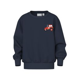 Sweatshirt name it "NMMVILDAR LS NREG SWEAT UNB", Jungen, Gr. 92, navy blazer print:tractor, Sweatware, Obermaterial: 100% Baumwolle, bedruckt, unifarben, normal normal, Rundhals, Rippb&uuml;ndchen, Sweatshirts Sweatshirt
