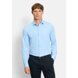 Businesshemd OLYMP "OLYMP No. Six 24/Seven, super slim, Modern Kent", Herren, Gr. 37, Normaler Arm, blau (bleu), 86% Polyamid, 14% Elasthan, Hemden