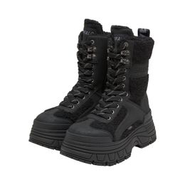Stiefel Buffalo "Buffalo FUSION COM HI WARM - VEGAN NUBUCK/FUR", Damen, Gr. 40, schwarz, Polyurethan, unifarben, Schuhe Stiefel