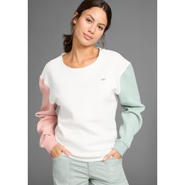 Sweatshirt Kangaroos, Damen, Gr. 44/46, wei&szlig; (sanftes wei&szlig;, rose, mint), angeraute Sweatware, Obermaterial: 60% Baumwolle, 40% Polyester, unifarben, figurumspielend h&uuml;ftlang, Rundhals, Rippb&uuml;ndchen, Sweatshirts Sweatshirt, mit Farbverlauf
