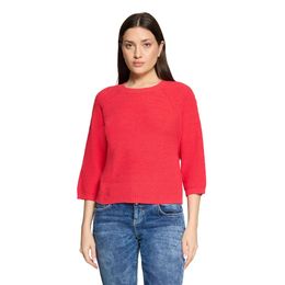Strickpullover Cartoon "Damen mit Rundhalsausschnitt", Damen, Gr. 44, rot, Obermaterial: 80% Baumwolle, 20% Polyamid, figurumspielend normal, Rundhals, Pullover Strickpullover