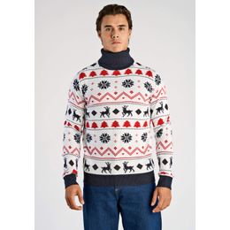 Rollkragenpullover LINDBERGH "Rollkragenpull Relaxed Fit", Herren, Gr. L, wei&szlig;, Obermaterial: 100% Polyacryl, hoch geschlossener Ausschnitt, Pullover Rollkragenpullover