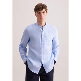 Leinenhemd Seidensticker "Schwarze Rose", Herren, Gr. L (41), normale &Auml;rmell&auml;ngen, hellblau, 100% Leinen, unifarben, slim fit, 2-Knopf-Manschette, Hemden, Slim 1/1 Stehkragen Uni
