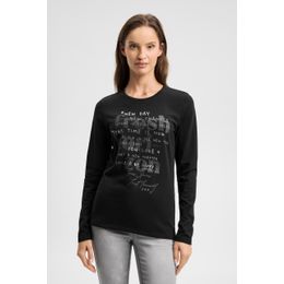 Rundhalsshirt SOCCX, Damen, Gr. XL, schwarz, Single Jersey, Material: 95% Baumwolle, 5% Elasthan, bedruckt, slim fit normal, Rundhals, eingesetzt gerader Abschluss, Shirts Rundhalsshirt, mit Baumwolle