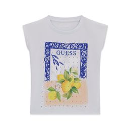 Guess T-Shirt M&auml;dchen Gr&ouml;&szlig;e 128 blau / rauchblau / gelb / gr&uuml;n
