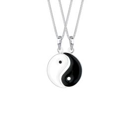 Elli Kette 'Yin und Yang' Damen Gr&ouml;&szlig;e 45 schwarz / silber / wei&szlig;