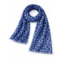 Modeschal "Leo Print", Damen, blau, Viskose, Collezione Alessandro, Basic, Modet&uuml;cher, Made in Italy, super-weiches Viskose
