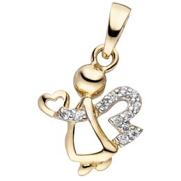 Jobo Damen Kettenanh&auml;nger "Anh&auml;nger Engel", Gelbgold 333, gold, Gelbgold 333, Schmuckanh&auml;nger, 333 Gold mit 12 Zirkonia