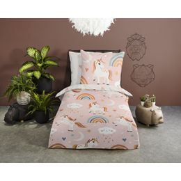 Kinderbettw&auml;sche, rosa, PURE LUXURY COLLECTION, Microfaser, Obermaterial: 100% Polyester, Bettw&auml;sche, "Aina", 135x200, Pflegeleicht, Rei&szlig;verschluss,