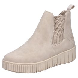 Rieker Damen Winterboots, Gr. 41, beige, Lederimitat, unifarben, Schuhe, Chelseaboots, Plateausneaker, Stiefelette, Rei&szlig;verschluss und Stretch