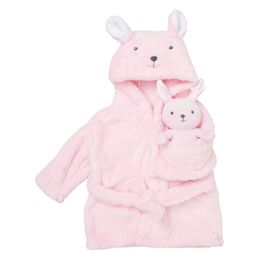 Rock A Bye Baby Boutique Set: Bademantel und Kuscheltier 'Hase' M&auml;dchen Gr&ouml;&szlig;e 89/164 rosa