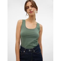 V&eacute;ro Moda VERO MODA Damen Tanktop "VMLULU SL TANK TOP NOOS", gr&uuml;n, Gr. S, unifarben, Jersey, Obermaterial: 95% Baumwolle, 5% Elasthan, Tops
